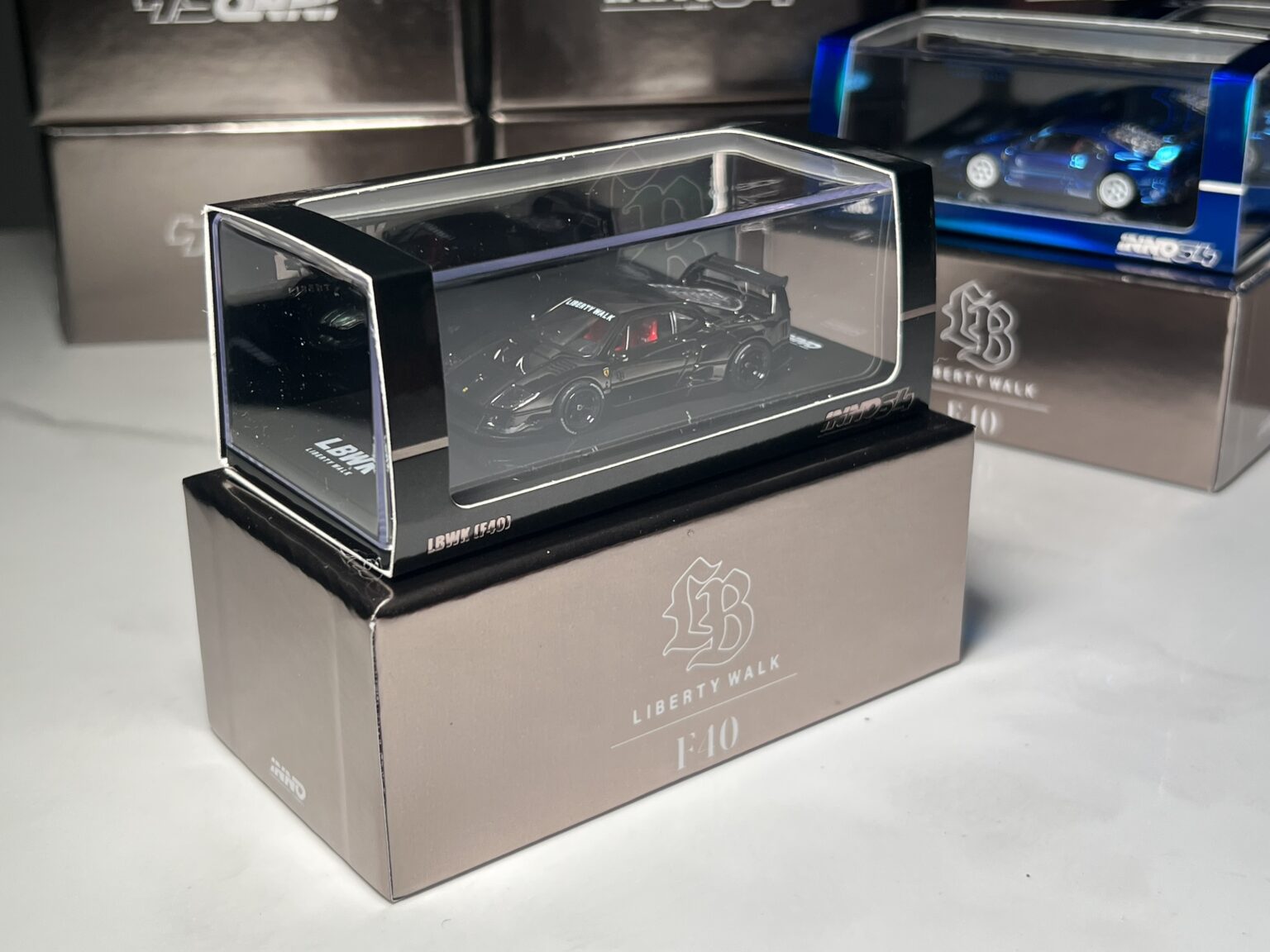 Inno64 1/64 LBWK Ferrari F40 Chrome Black Diecast Scale Model Car | HW ...