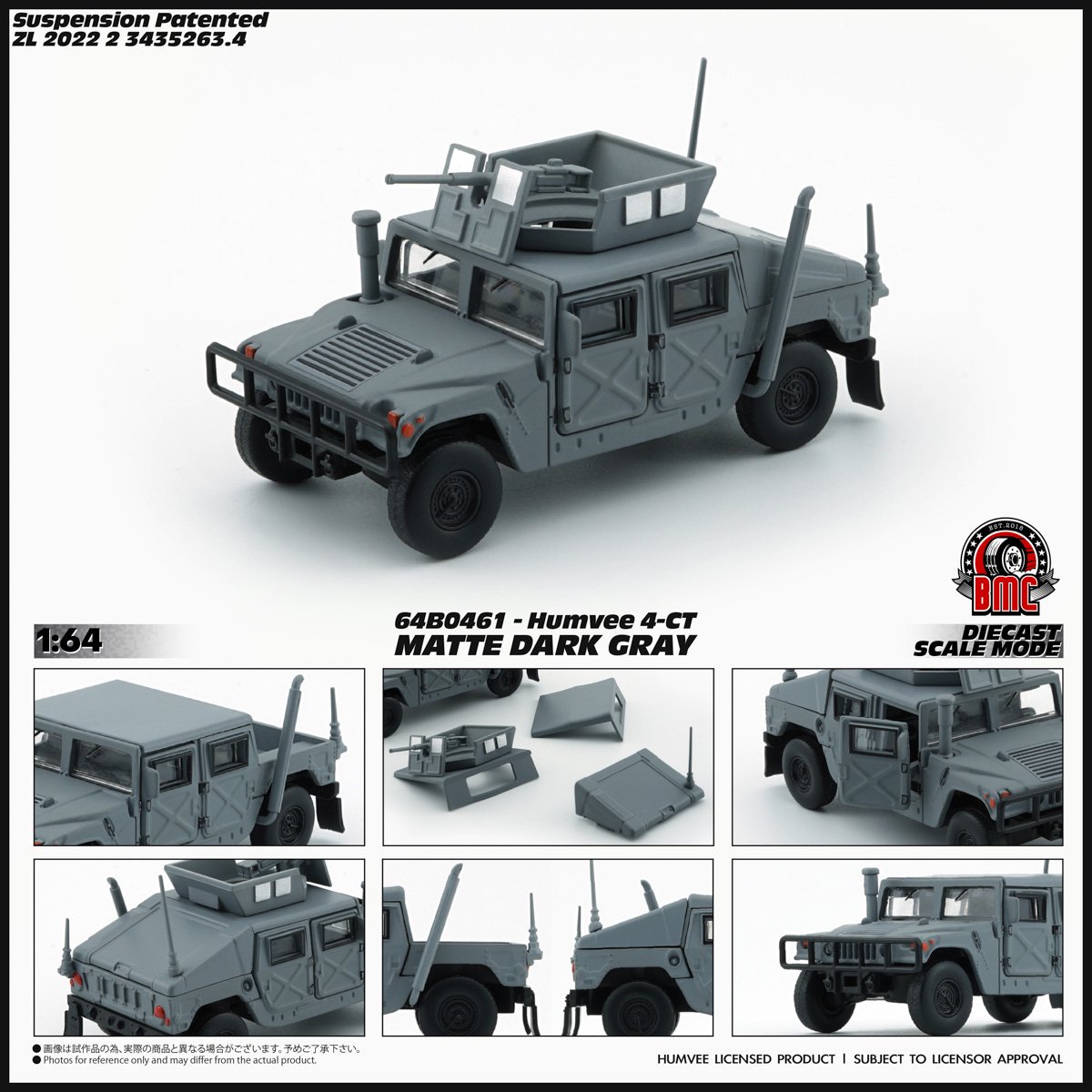 BM Creations 1:64 Humvee 4-CT - Matte Dark Grey | HW Bogotá