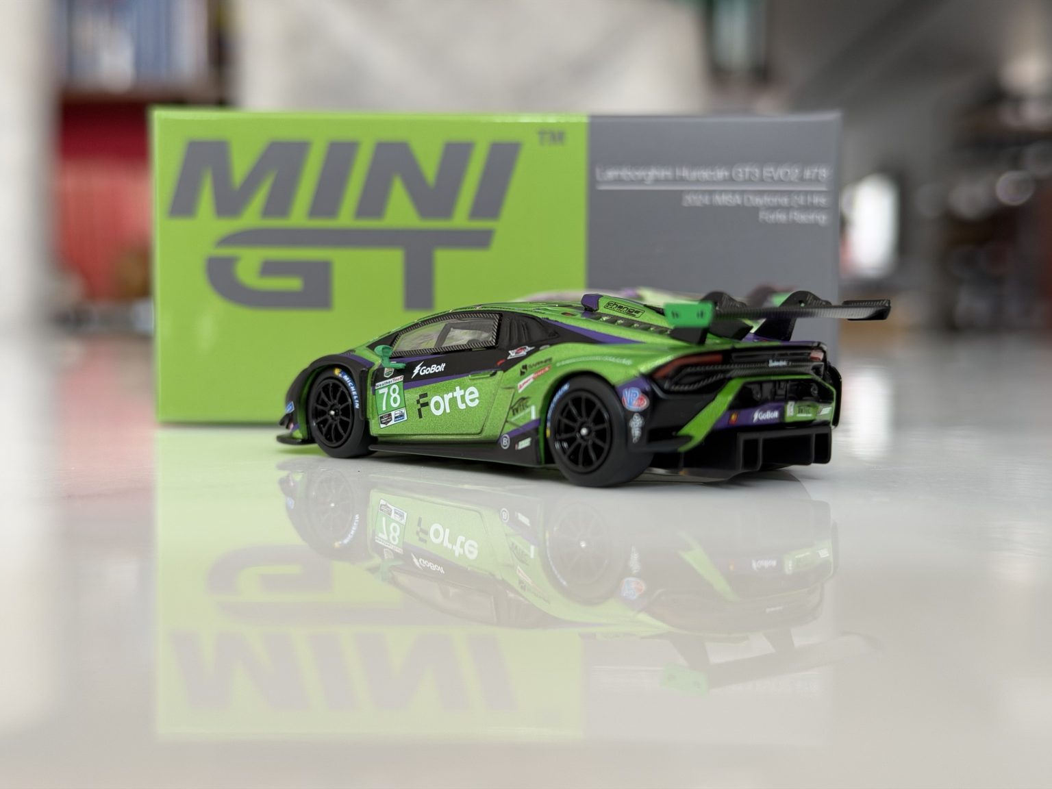 Mini GT 1:64 Lamborghini Huracán GT3 EVO2 #78 Forte Racing 2024 IMSA ...